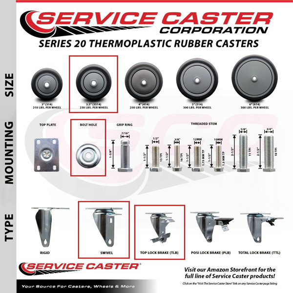 Service Caster Swivel Bolt Hole Casters | Wayfair