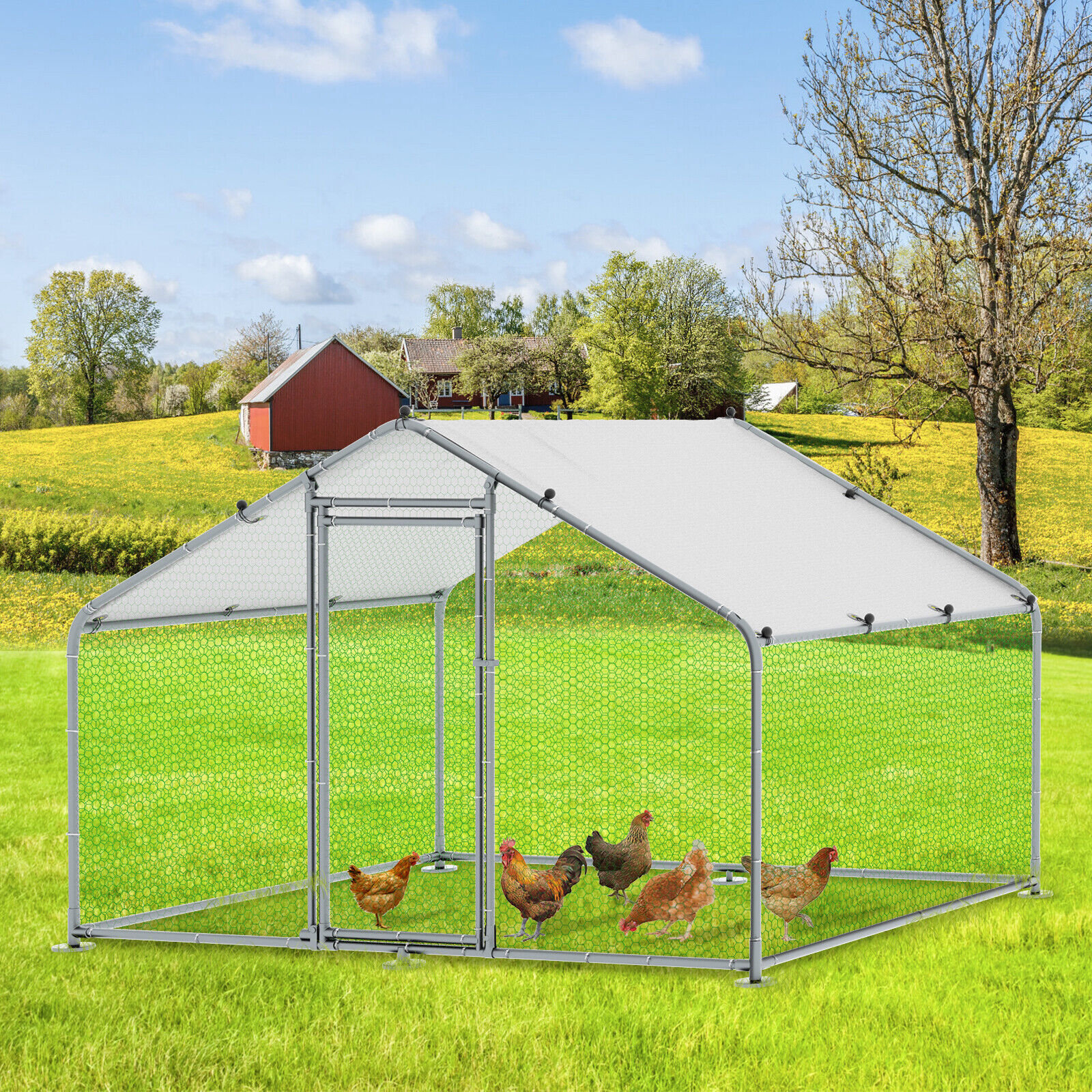 Tucker Murphy Pet™ Large Metal Chicken Coop Run Walk-in Enclosure ...