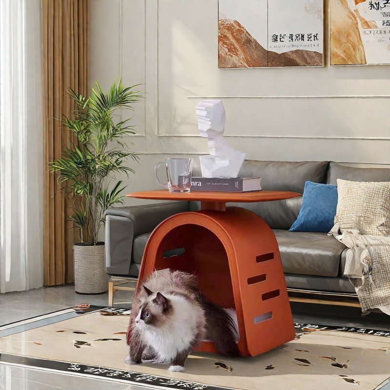 AWORET Orange Cat House Side Table | Wayfair