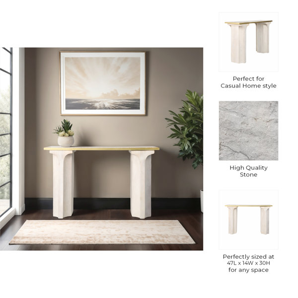Sagebrook Home 47" Sardi Travertine Top Console Table, Neutral Tones ...