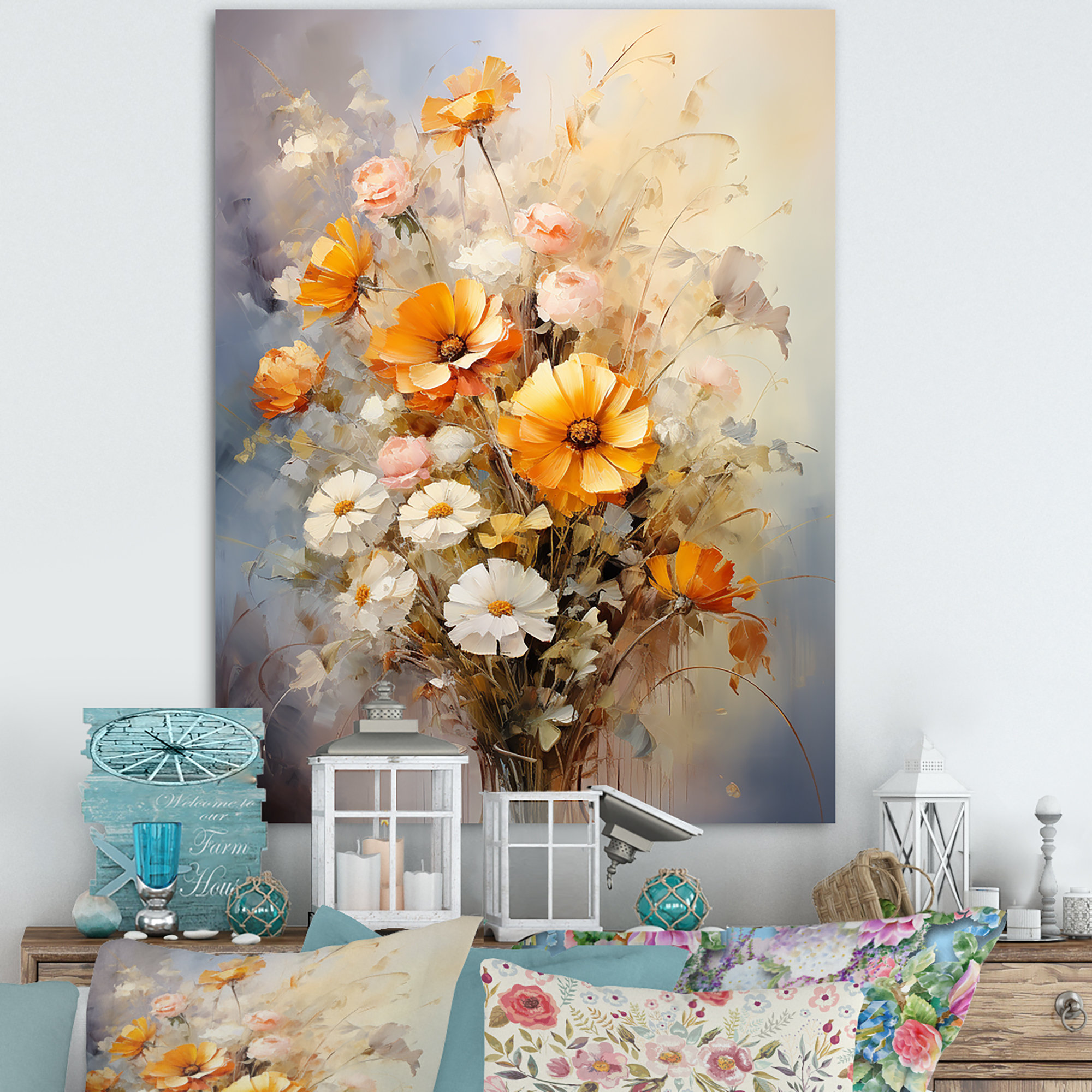 Red Barrel Studio® Darb Beige Sunflowers Romantic Impression II On ...