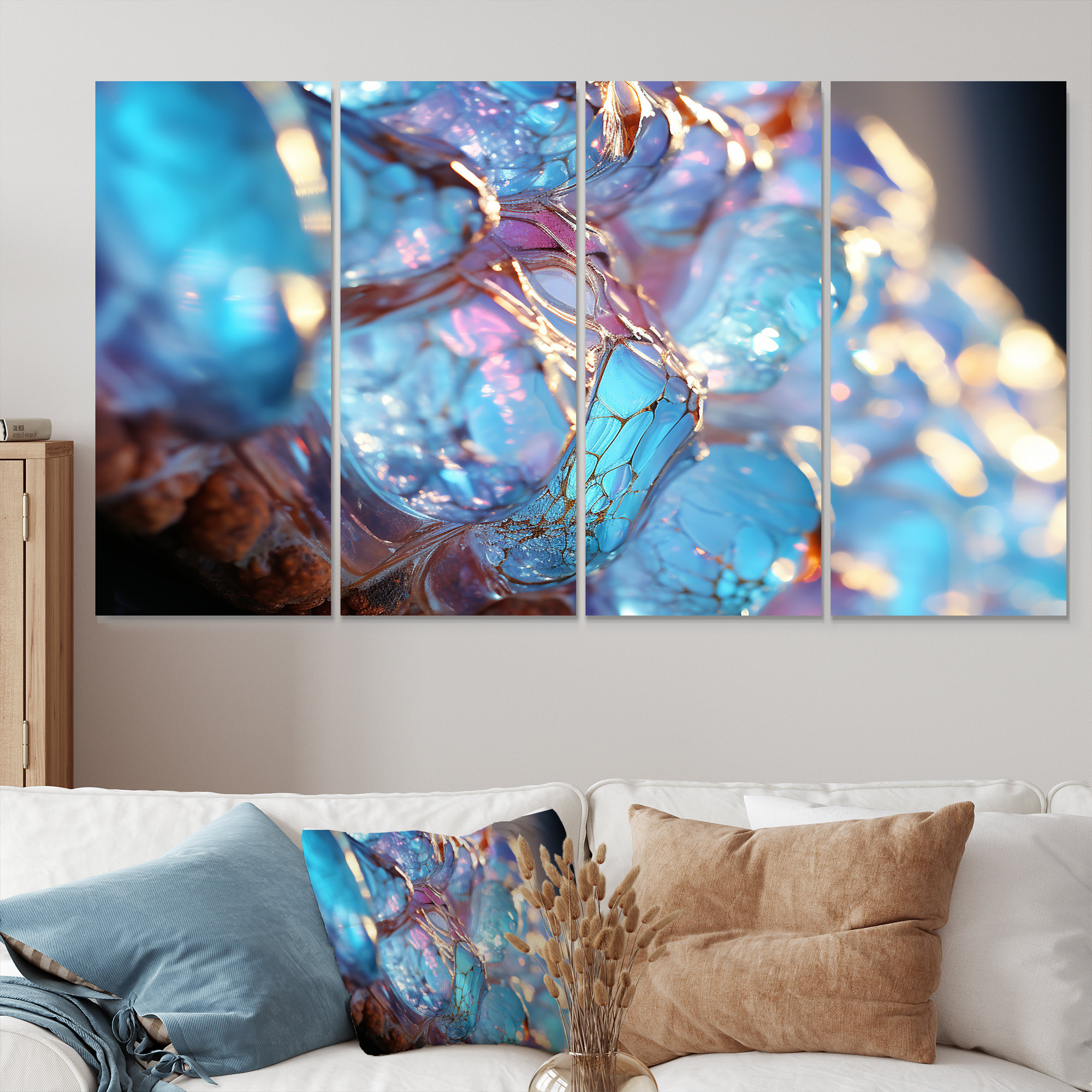 Ivy Bronx Turquoise Crystal Structure - Abstract Wall Art 4 Piece | Wayfair