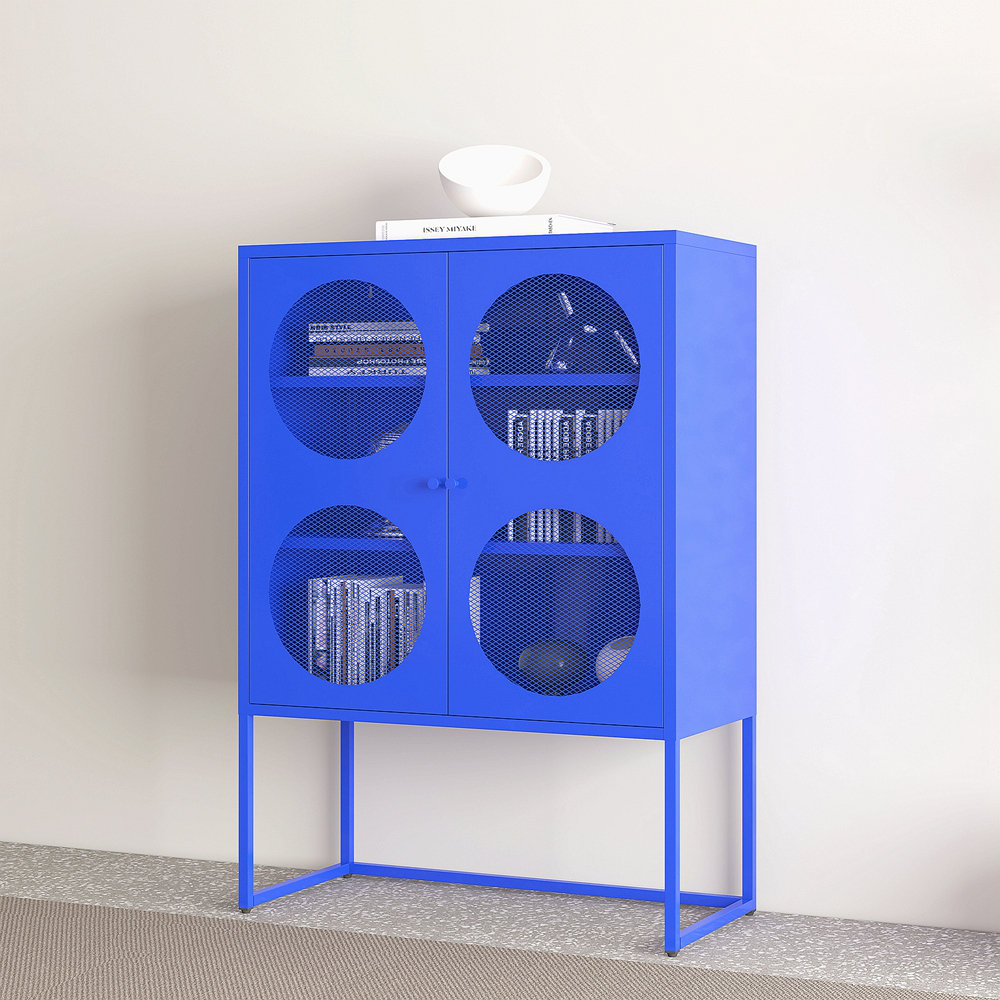 Latitude Run® Blue Storage Cabinet With Doors, Modern Blue Accent ...