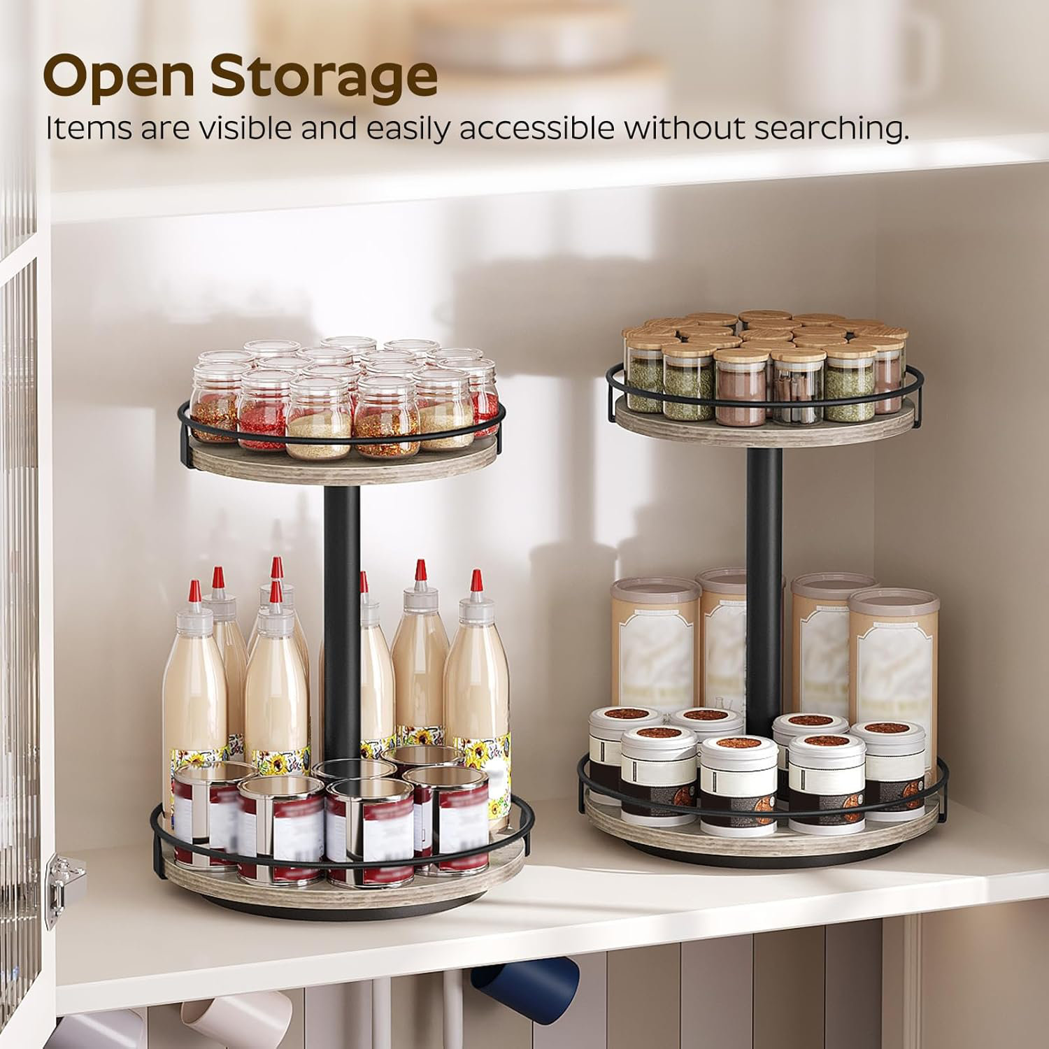 Latitude Run® 2-Tier Rotating Spice Rack, Lazy Susan Organizer For ...