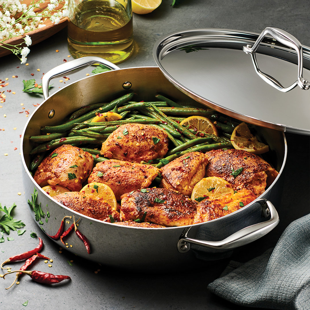 Tramontina Signature Tri-Ply Clad Stainless Steel 6-Quart Braiser Pan ...