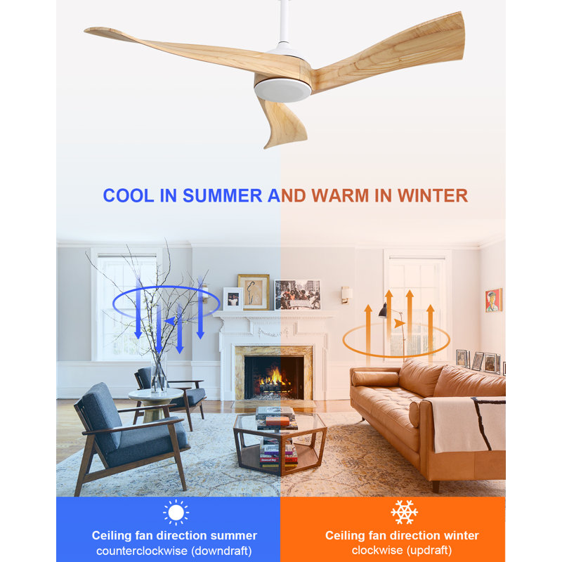 Orren Ellis Kemp 52'' 3-Solid Wood Blade Modern Propeller Ceiling Fan ...