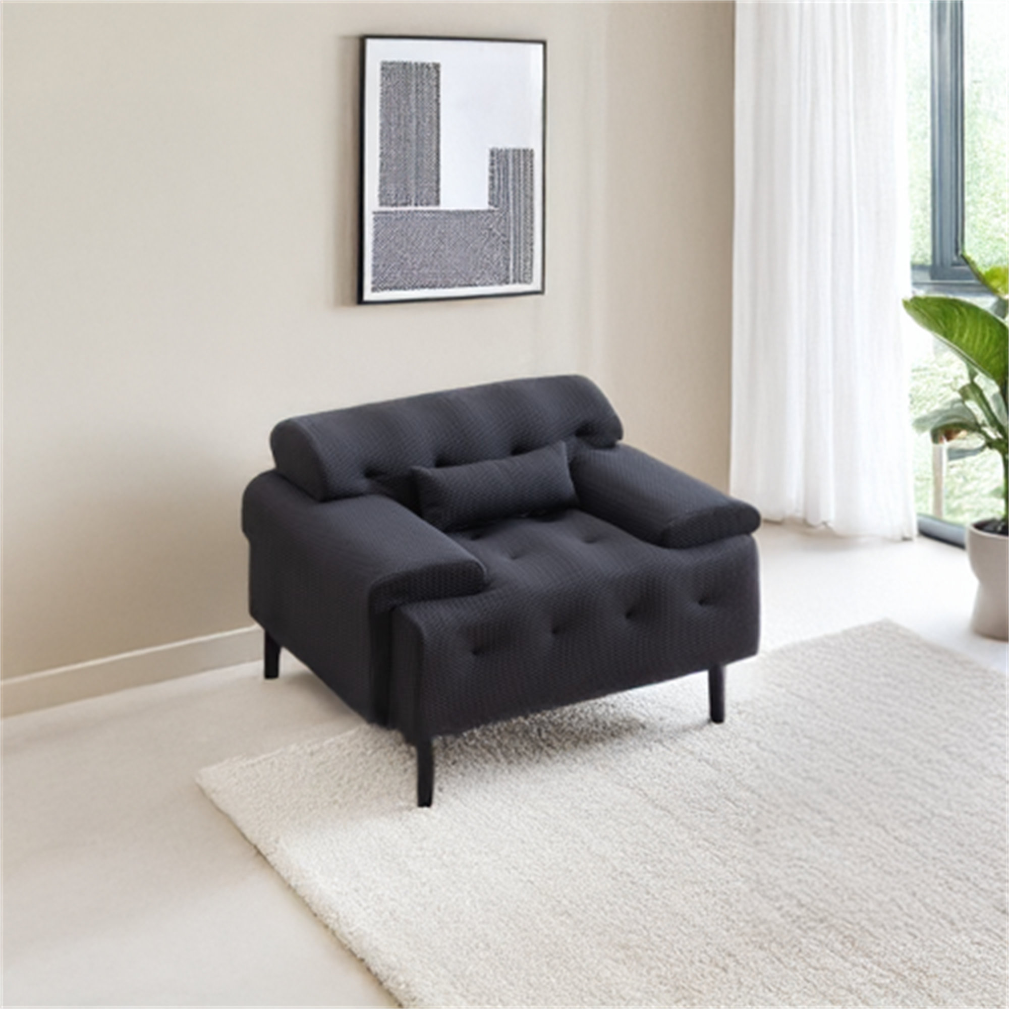 Latitude Run® 1 Seater Sofa, Pure Foam Comfy Sofa Couch, Modern Lounge ...