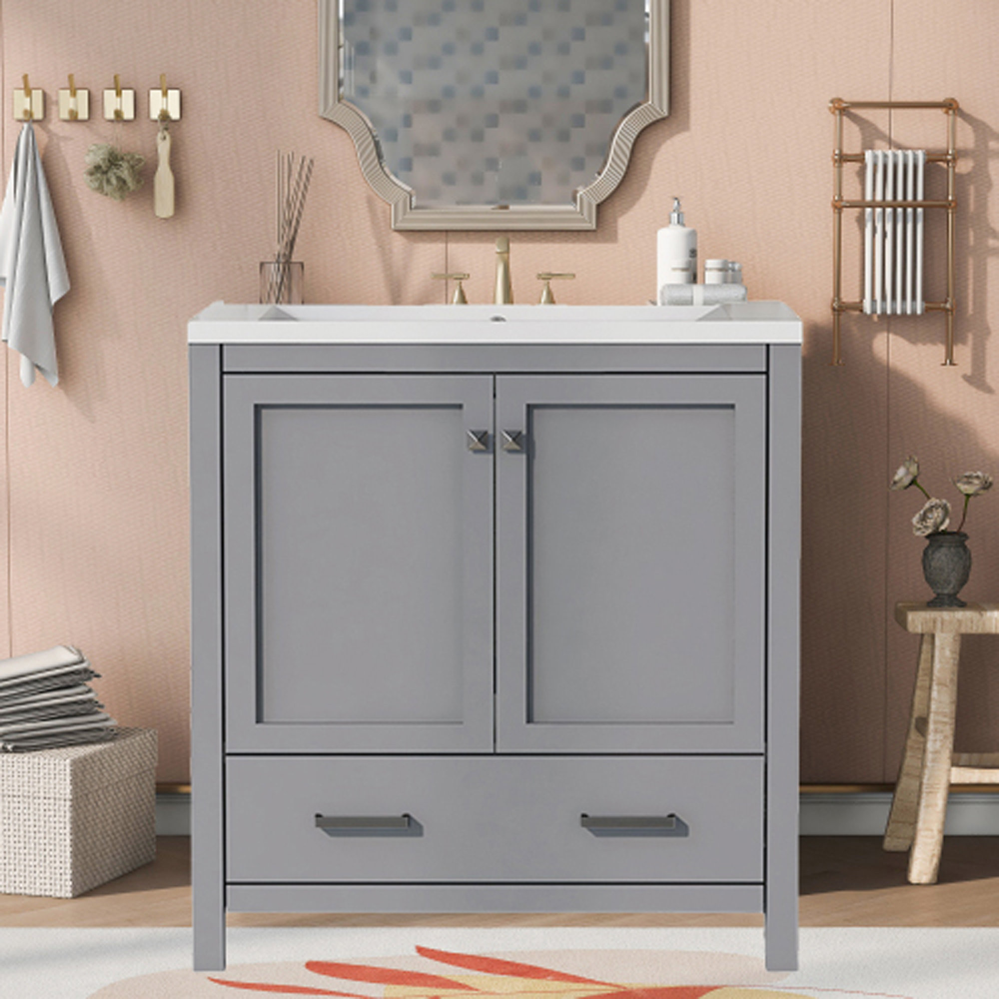 Ebern Designs Tomishige 30 Free Standing Single Bathroom Vanity With