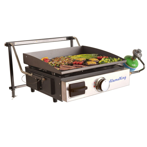 Flame King Flat Top Portable Propane Cast Iron Grill Griddle Tabletop ...