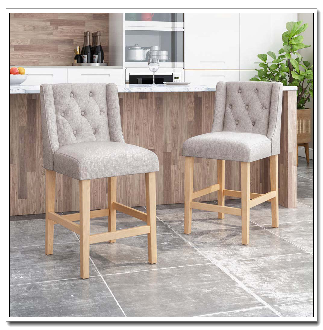 Corrigan Studio® 27"Counter Heith Tufted Wingback Barstool | Wayfair