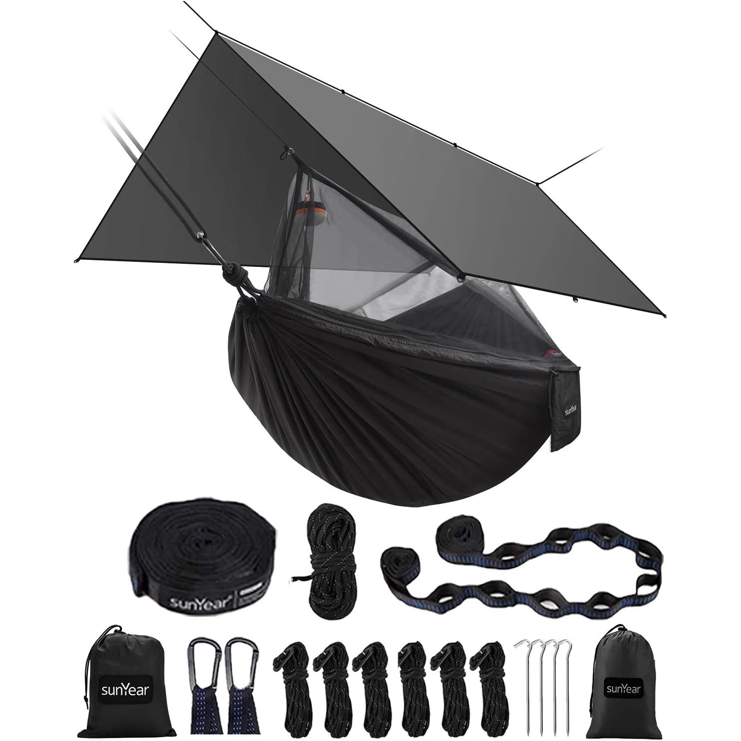BINO Hammock Camping With Rain Fly Tarp And Net, Portable Camping ...