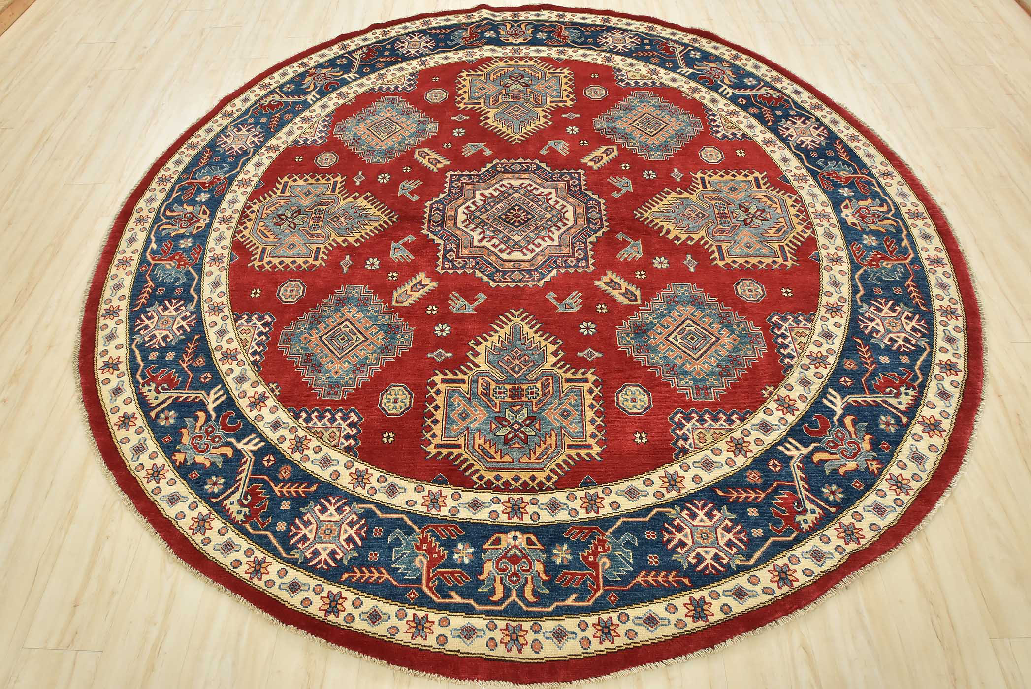 Bungalow Rose One-of-a-Kind 8'9" X 8'10" Round Wool Area Rug in Red ...