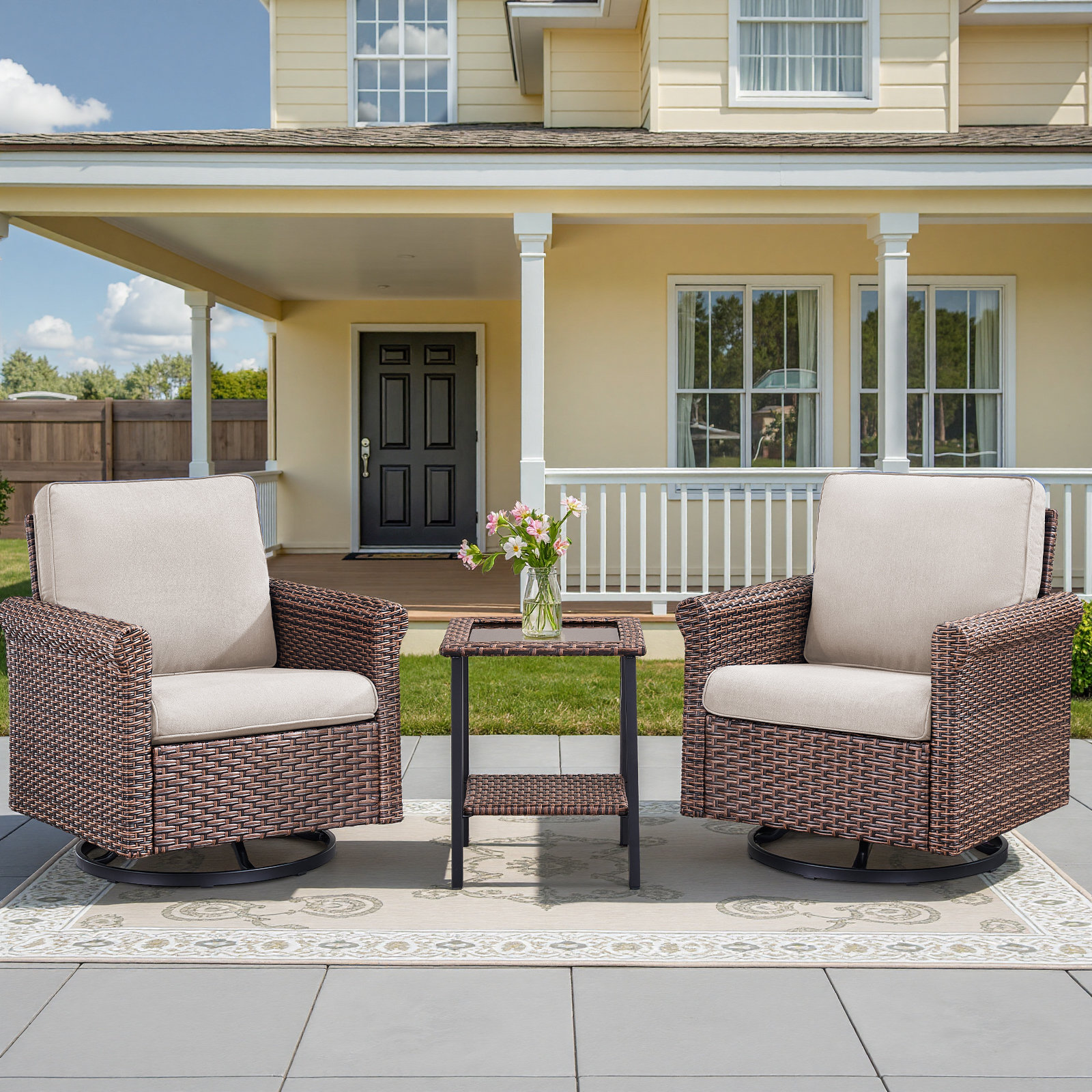 Red Barrel Studio® Modern 3-Piece Outdoor Conversation Set With 2 ...
