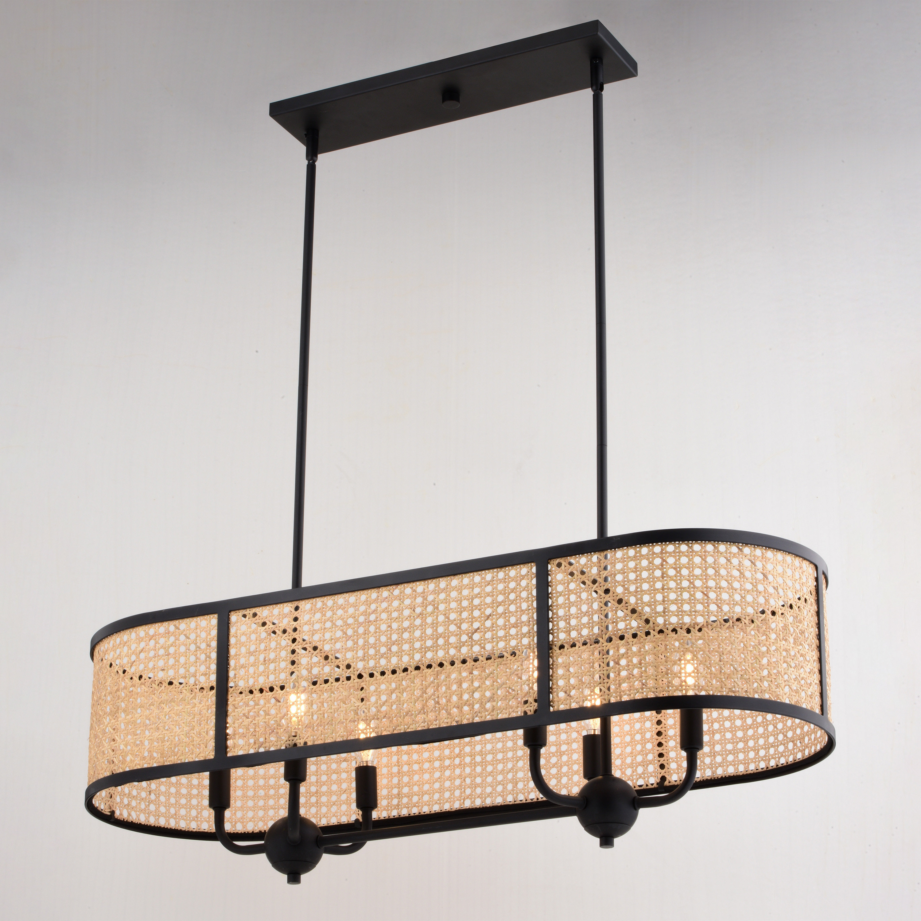 Bayou Breeze Danilah 6L Matte Black Farmhouse Linear Chandelier Island ...
