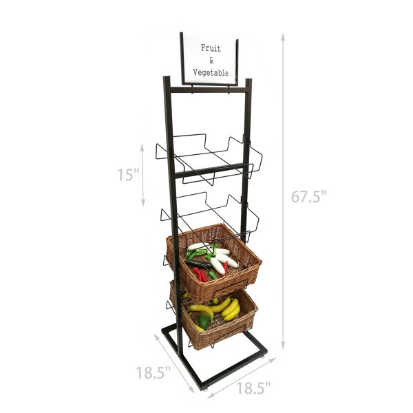 Bayou Breeze 4 Tier Basket Stand Wicker Basket Bakery Rack Produce ...