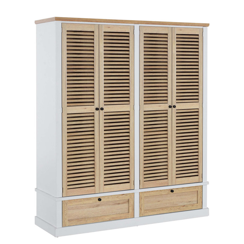 Lark Manor™ 4 Shutter Door Wardrobe Armoire Closet with 2 Drawers ...