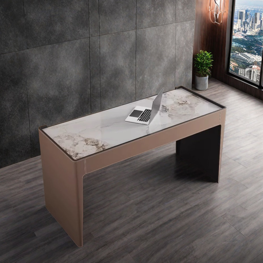 Orren Ellis Simple Light Luxury Rock Slab Rectangular Desk | Wayfair