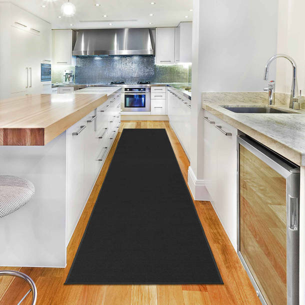 Latitude Run® Aletta Machine Washable Non-Slip Solid Black Area Rug For ...