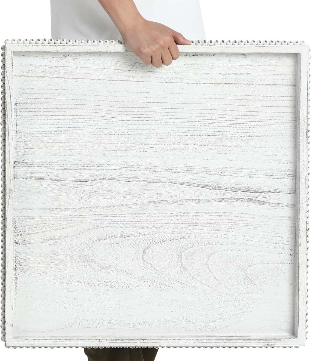 One Allium Way® Extra Large Square Ottoman Table Tray With Wooden Bead ...