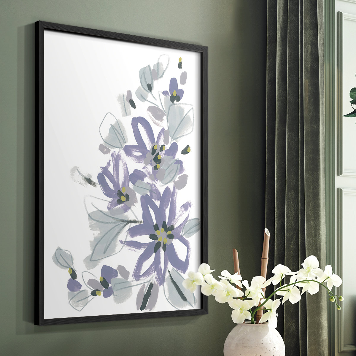 Ophelia & Co. Periwinkle Patch IV Framed Print - Solid Wood | Wayfair