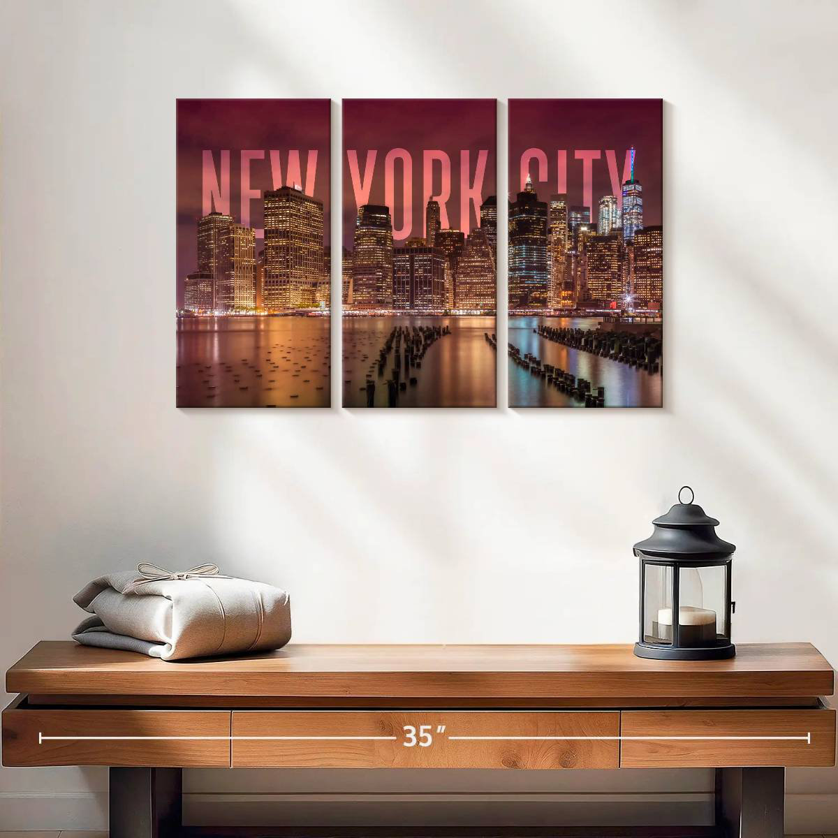 Ebern Designs Sireci New York Sireci Skyline Maroon | Wayfair