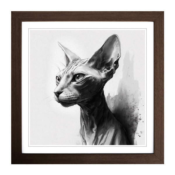 17 Stories Sphynx Cat Ink Wash - Single Picture Frame Art Prints on ...