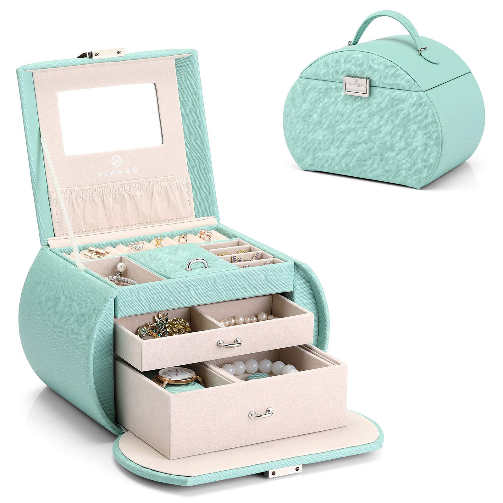 Latitude Run® Jewellery Box For Girls Jewellery Box 3-Layer Jewellery ...