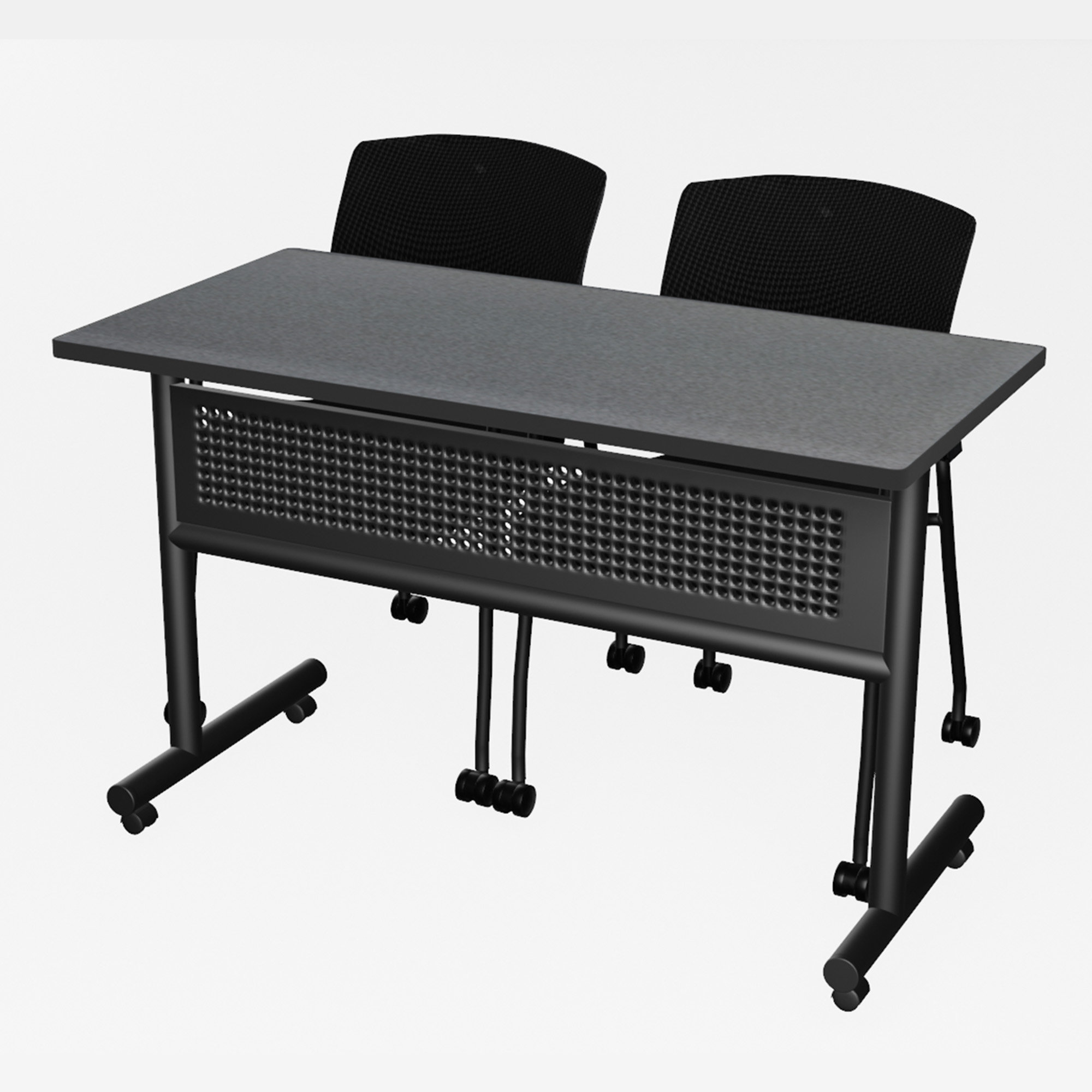 Inbox Zero Malikka Rectangle 2 Person Flip Top Training Table and Chair ...