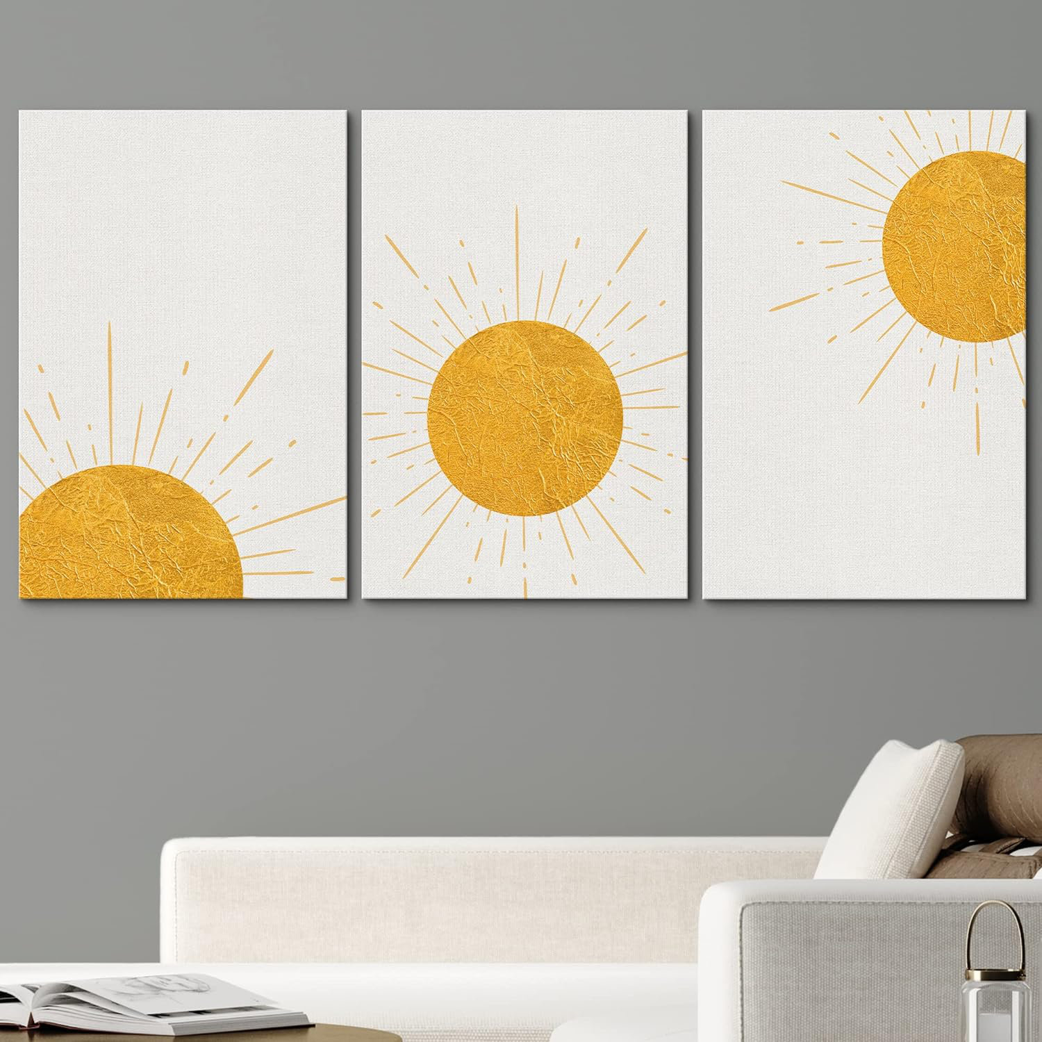IDEA4WALL Shining Yellow Rising Sun Phases Nature Wilderness On Canvas ...