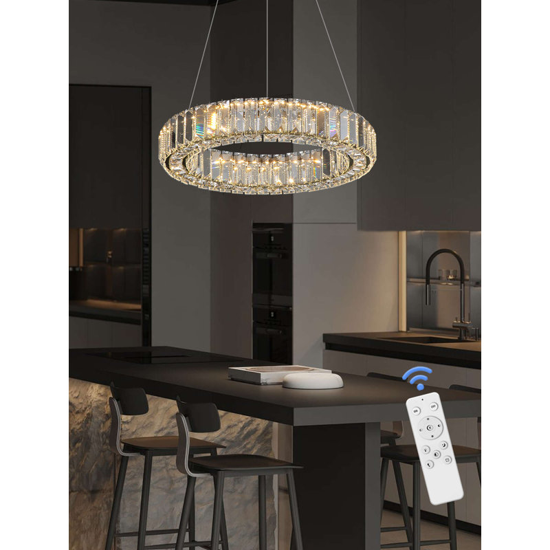 Mercer41 W16 Mini Crystal Chandelier LED Round Flush Mount Ceiling ...