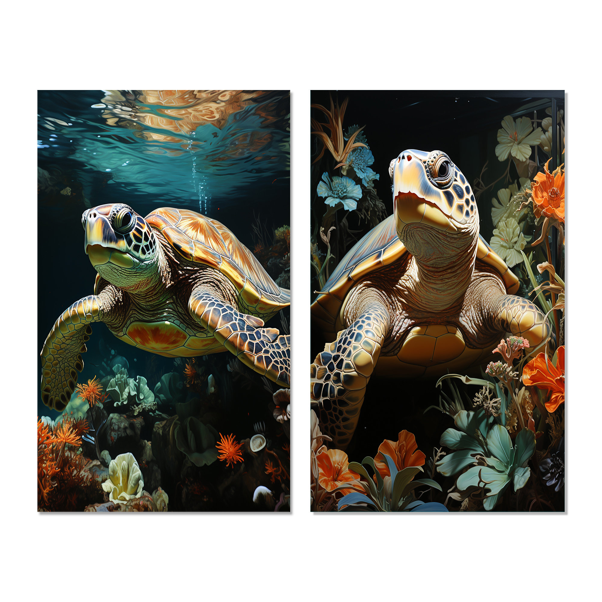 Red Barrel Studio® " Turtle Tranquility In The Ocean " 2 - Pieces on ...