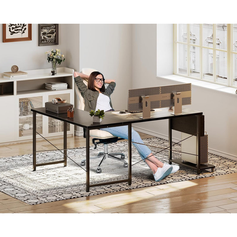 Ebern Designs 50 Inch L Shaped Desk Computer Desk With Removable PC ...