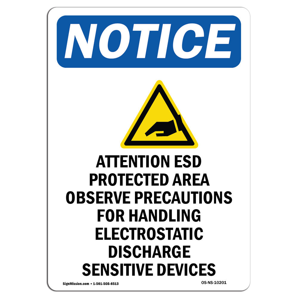 SignMission Osha Notice Attention ESD Protected Sign with Symbol | Wayfair