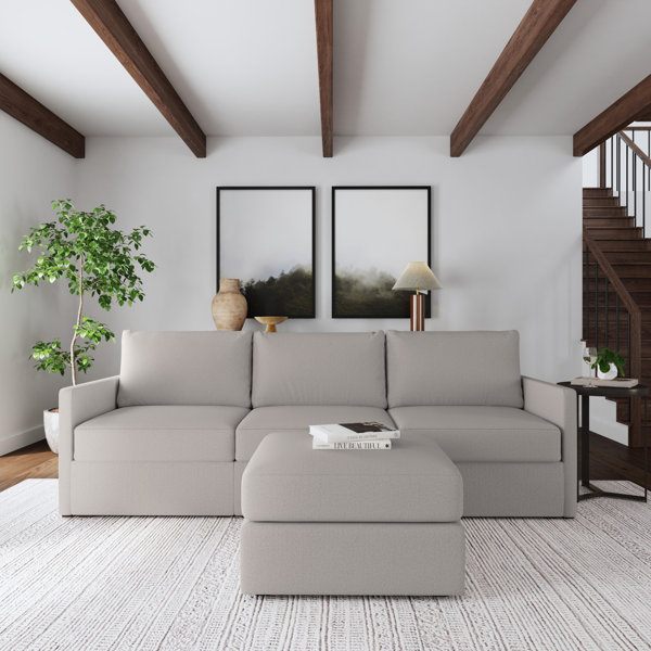 Flexsteel Flex 99'' Upholstered Modular Sofa with Bumper Ottoman ...
