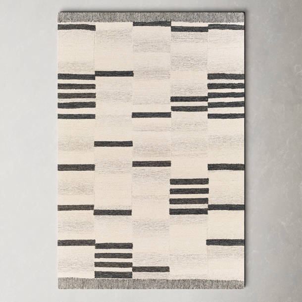 Raku Hand Tufted Wool Ivory/Black Rug & Reviews | AllModern