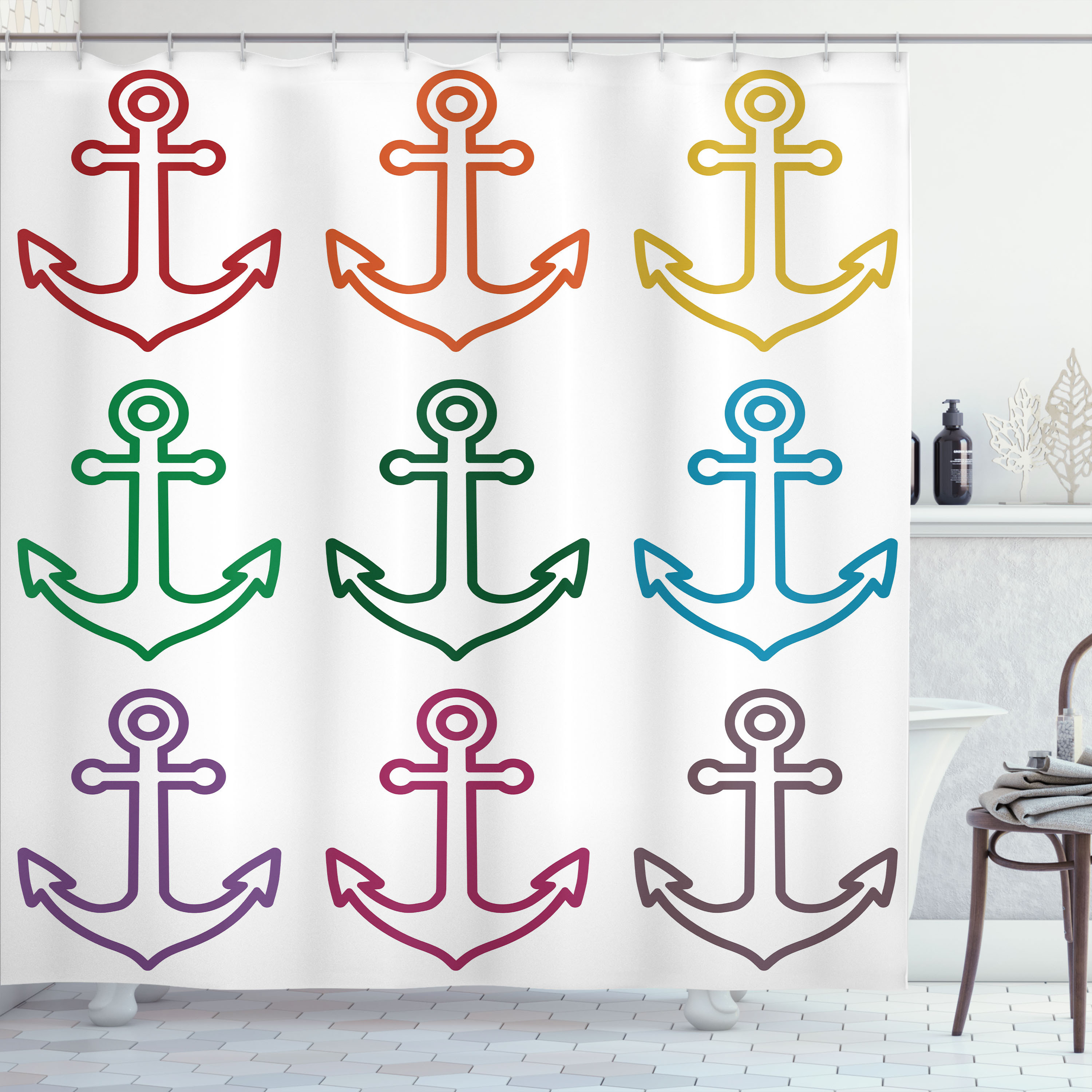 East Urban Home Anchor Shower Curtain Anchors Sailing Crusie Multicolor ...