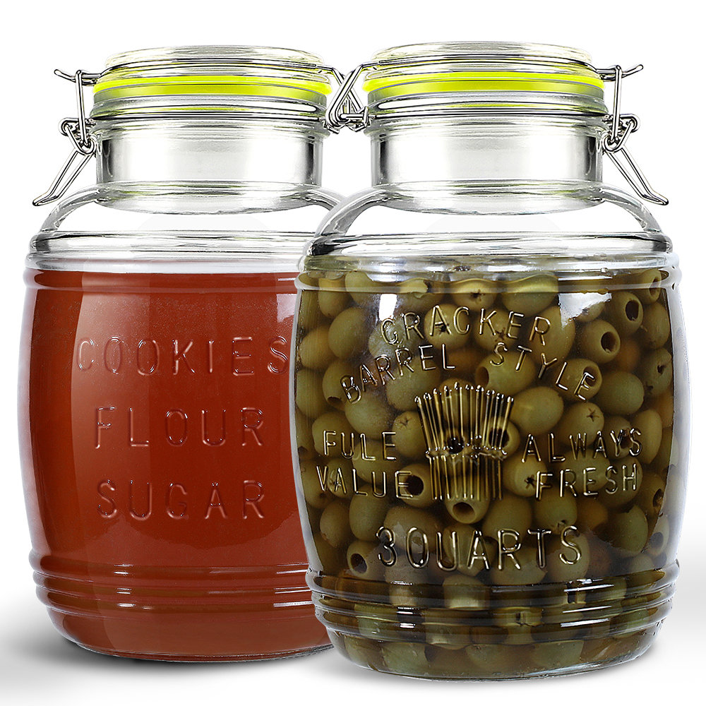 Syntic Vintage Barrel Style Glass Jars W Airtight Hinged Lids and Leak ...
