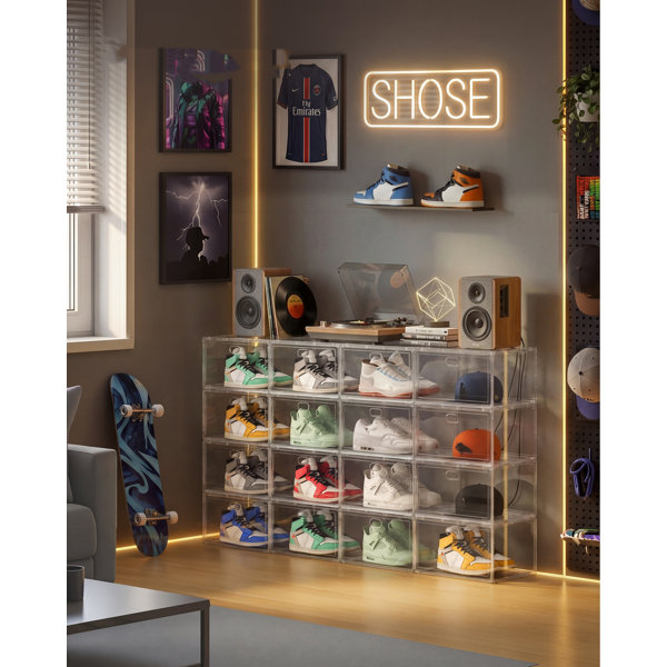 East Urban Home Shoe Boxes, Pack Of 3 Stackable Shoe Organisers With ...