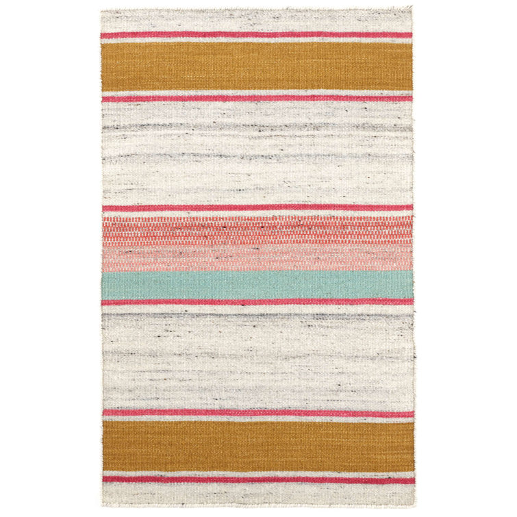 Dash and Albert Rugs Striped Handwoven White/Orange/Pink Area Rug | Wayfair