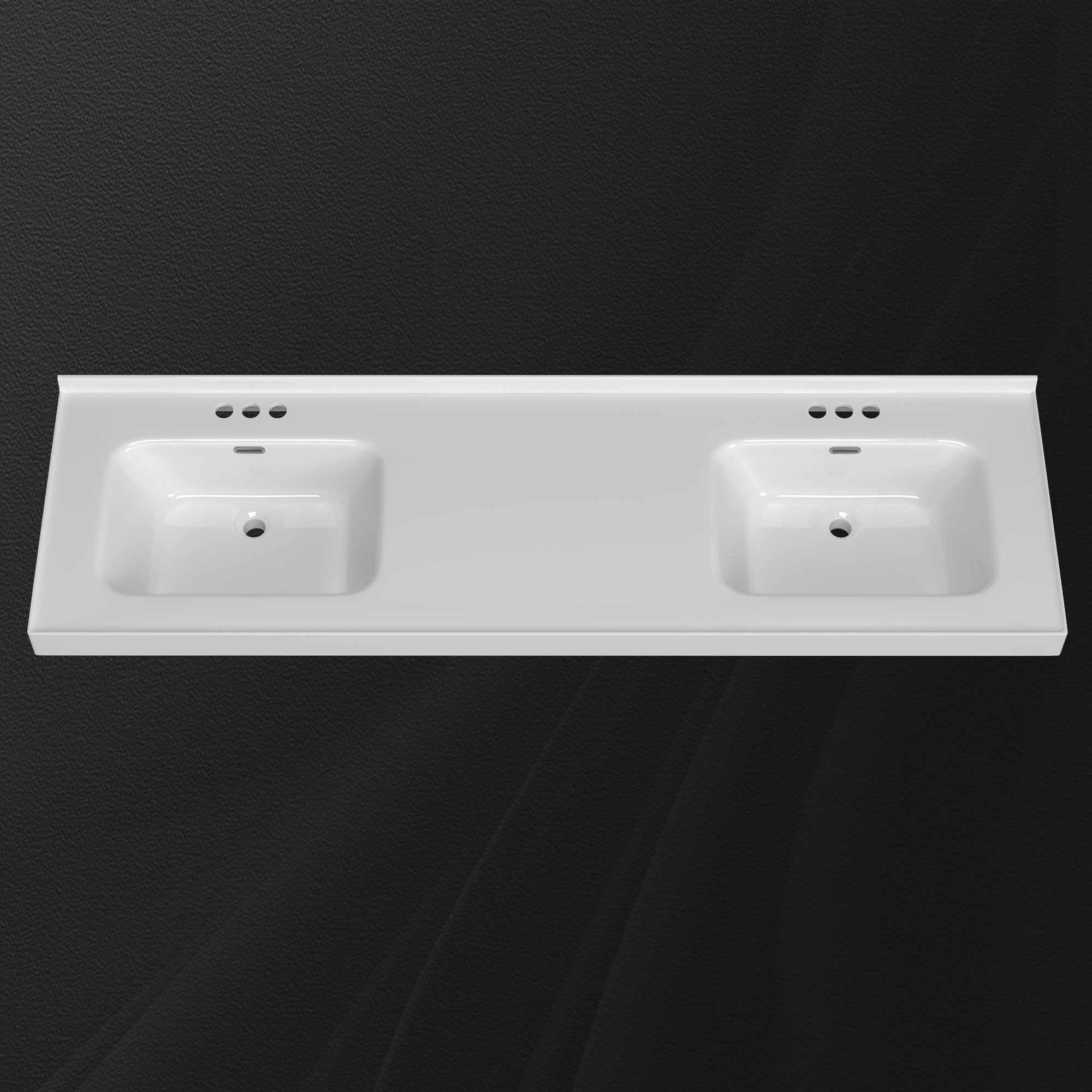 GETPRO Double Sinks 73'' W X 22'' D Solid Surface White Vanity Top ...