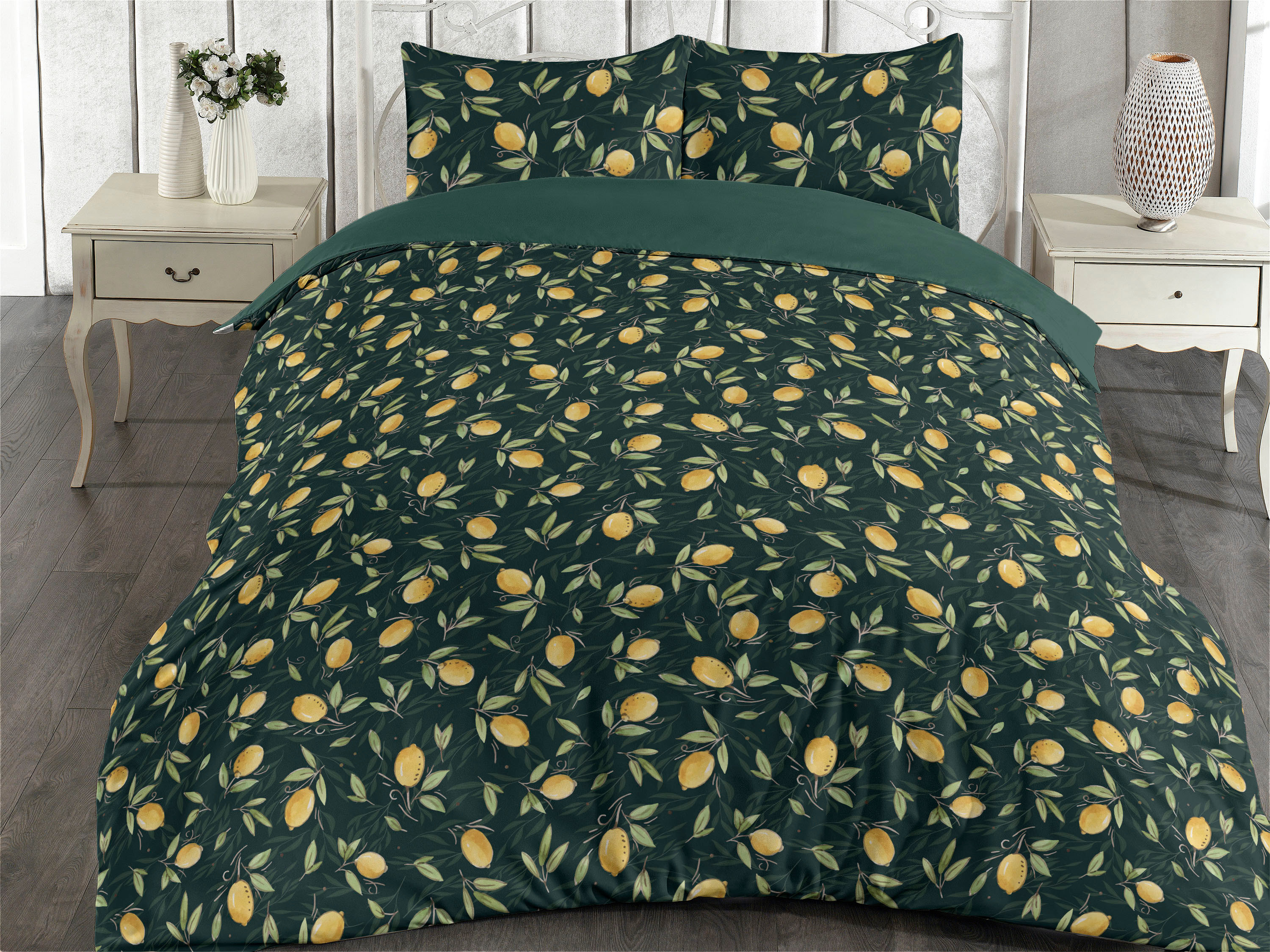 Ambesonne Citrus Duvet Cover Set Lemon Pattern Tropi Art Mustard Hunter ...