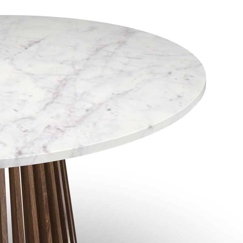 AllModern Kendall Solid Wood & Marble Round Dining Table & Reviews ...