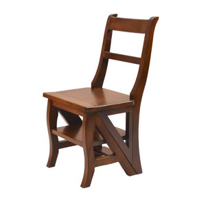 Plow & Hearth 3 - Step Wood Folding Small Step Ladder | Wayfair