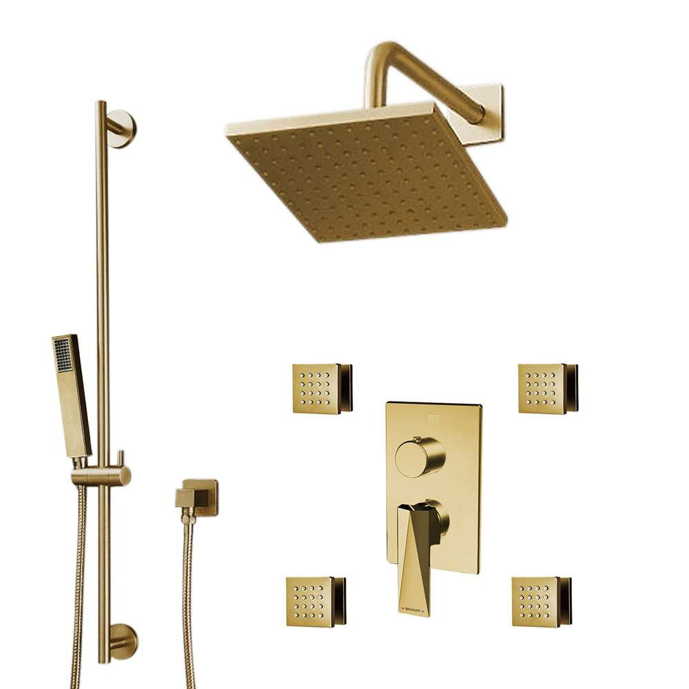 FontanaShowers Bravat Square Shower Set with Thermostatic Mixer | Wayfair