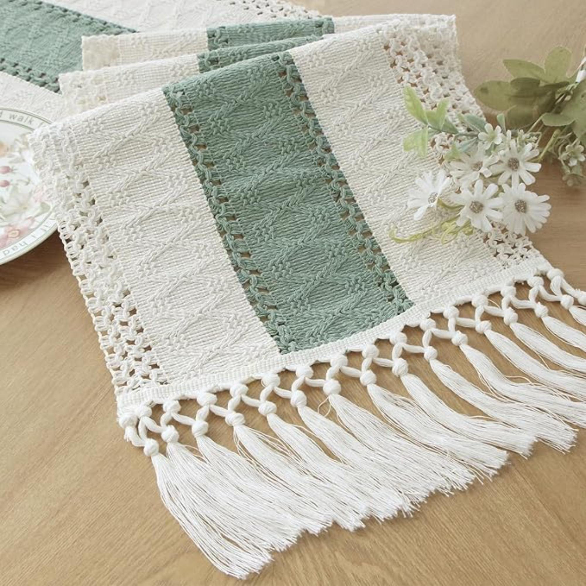 HHA Table Runner Long With Tassels Boho Macrame Farmhouse Table Runners ...