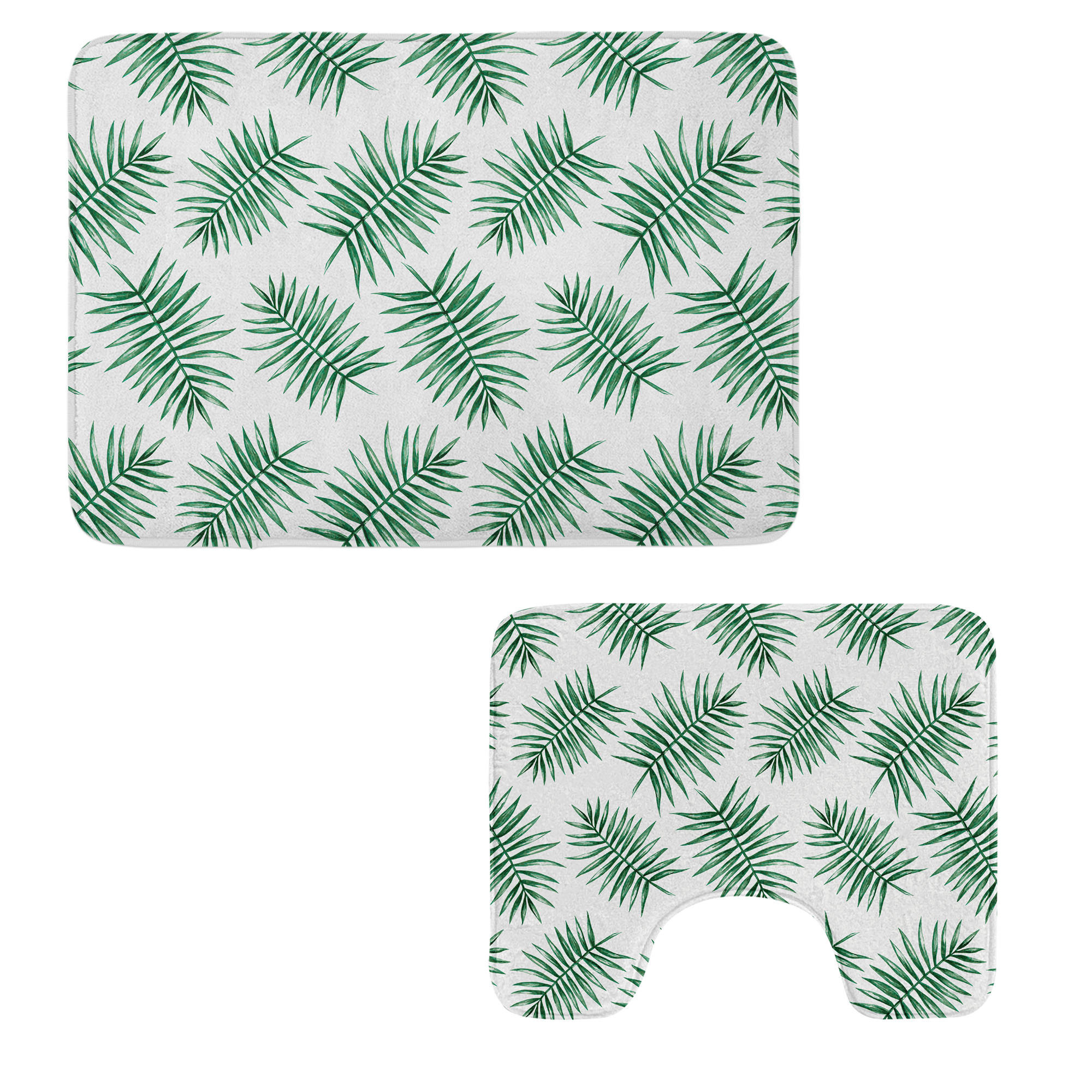 East Urban Home Green Bathroom Rug Set 2 Pieces Rectangle & Contour ...