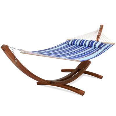 HOMHUM Wooden Double Spreader Bar Hammock with Stand & Reviews | Wayfair