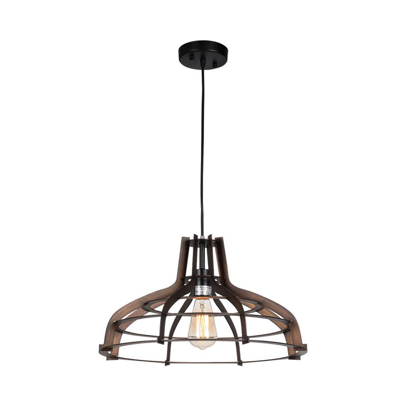 Foundry Select Dengler 1 - Light Mini Single Wood Dome Pendant Lamp ...