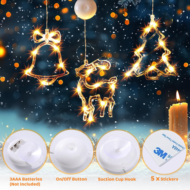 The Holiday Aisle® 3-Piece LED Christmas Window Lights Silhouette ...