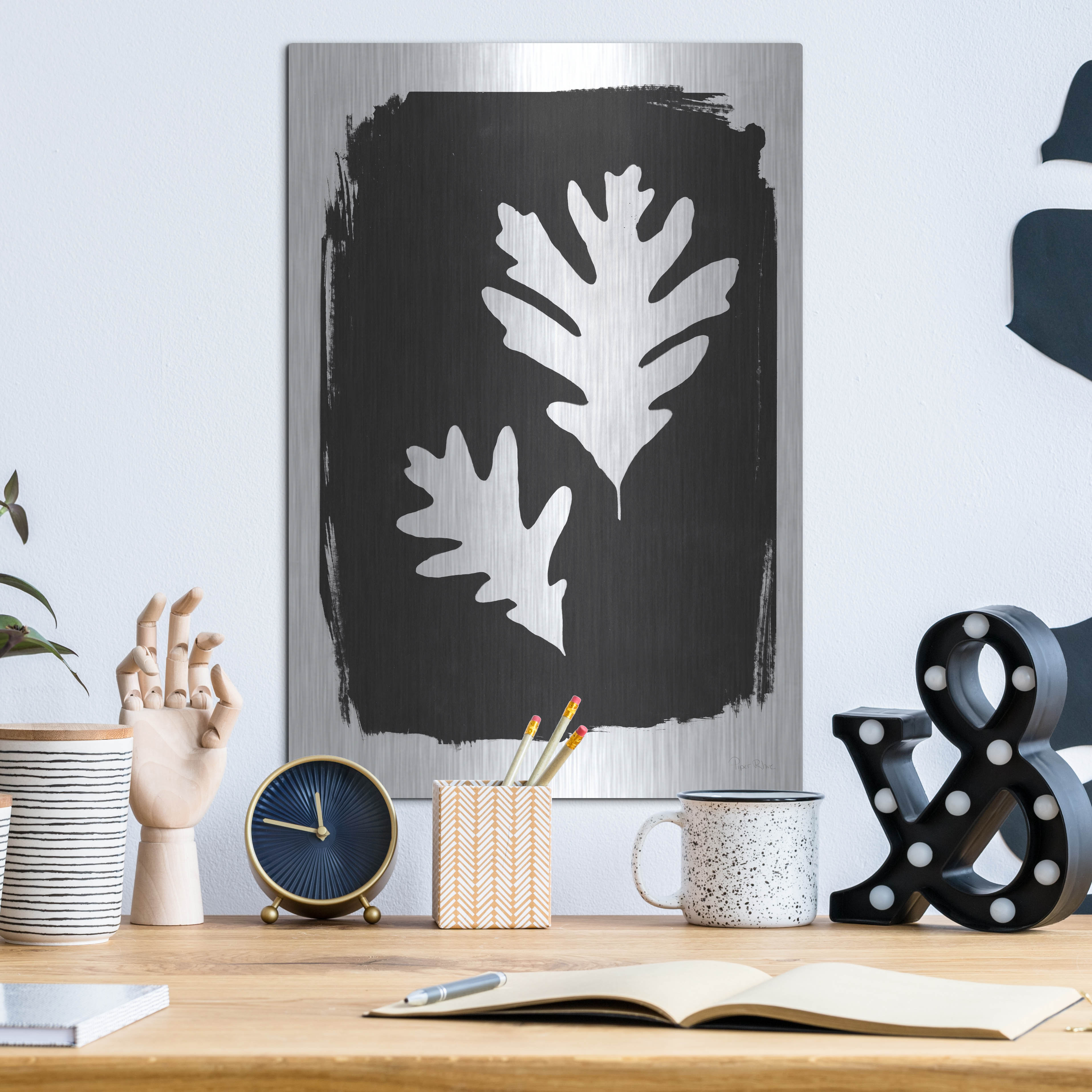 Gracie Oaks Nature By The Lake Leaves 4 Black' by Piper Rhue Metal Wall ...